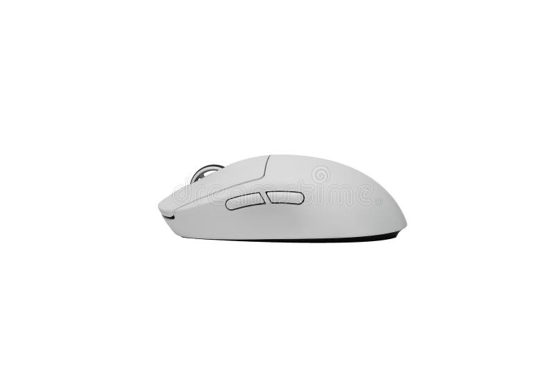 Side View of White Wireless Gaming Mouse on White Background. Model ...