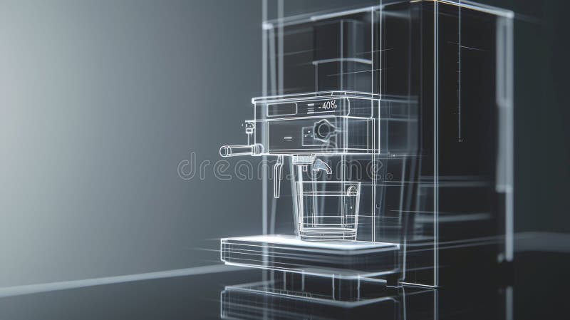 Side View of Wireframe Coffee Machine Blueprint Stock Photo - Image of ...