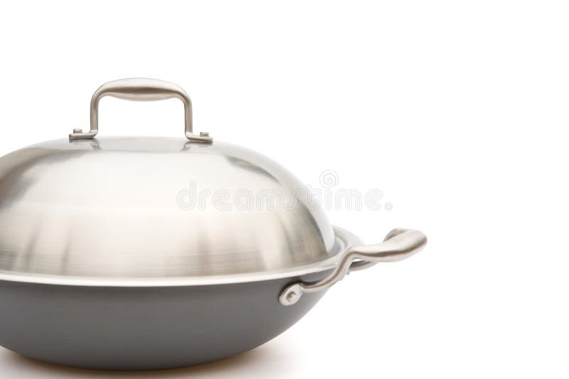 Side View Wok with Lid with Clipping Path Stock Image - Image of handle ...