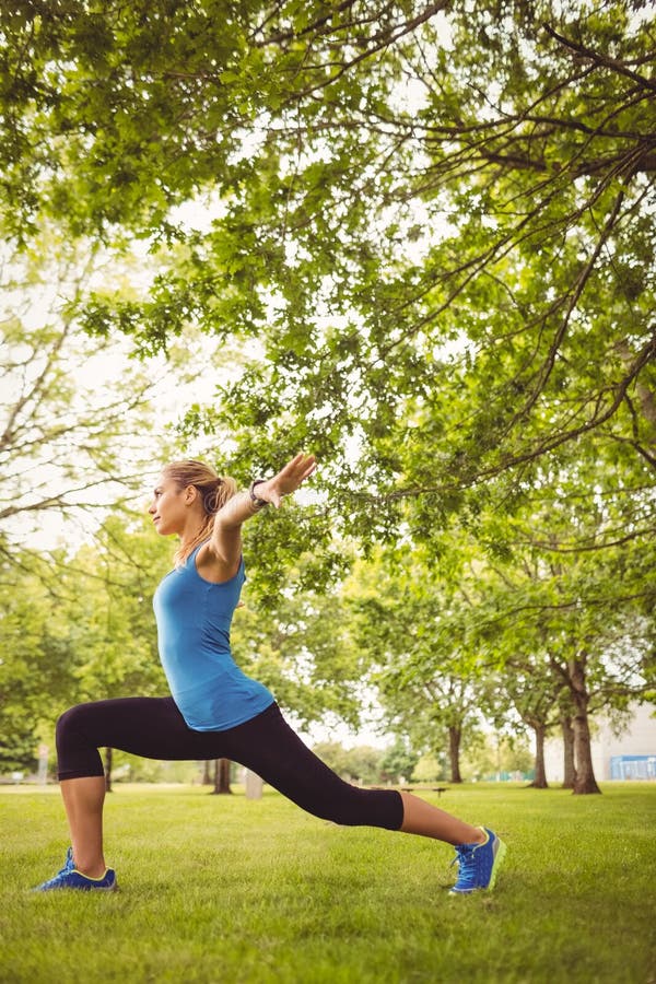 Side View of Woman Doing Stretching Exercise Stock Image - Image of ...
