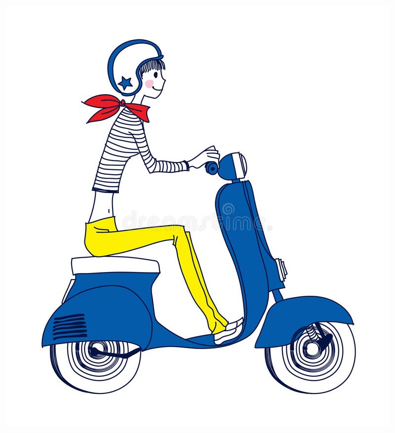 Side View Woman Riding Scooter Stock Illustrations – 113 Side View ...