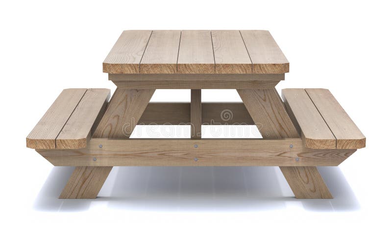 Side View of Wooden Picnic Table Stock Illustration - Illustration of ...