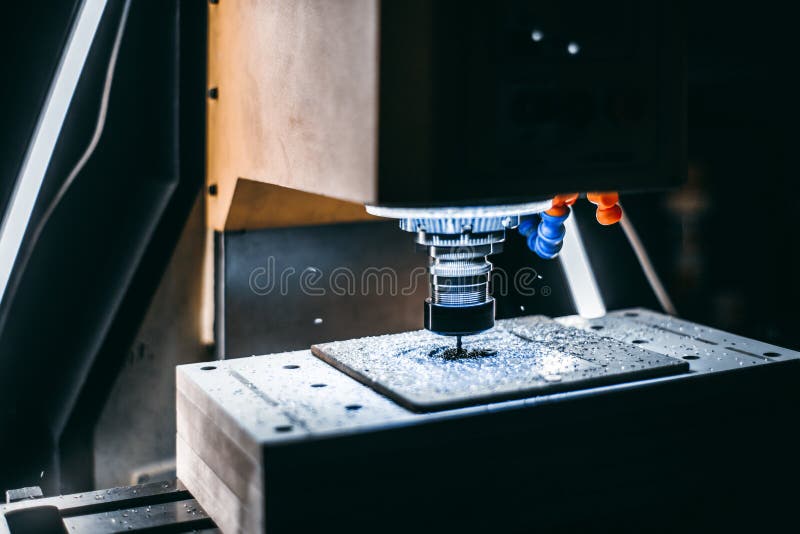 Side View of Working CNC Milling Machine Stock Image - Image of ...