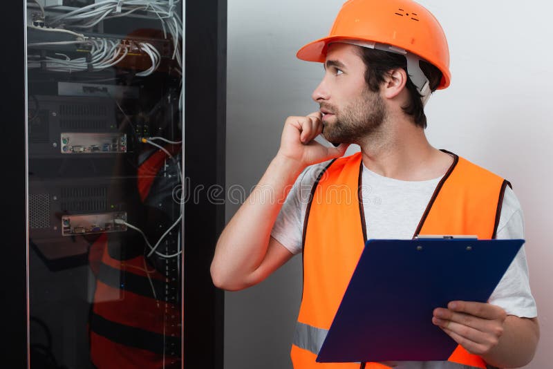 Side View of Workman in Helmet Stock Image - Image of professional ...