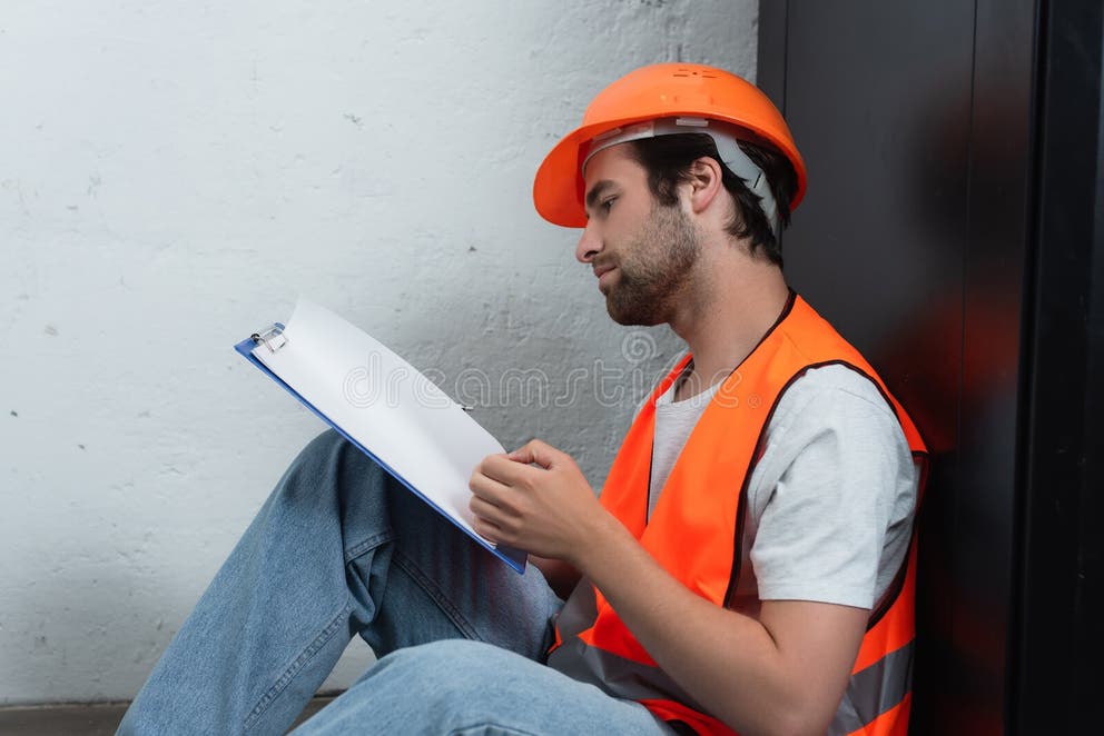 Side View of Workman in Hard Stock Image - Image of workman, caucasian ...
