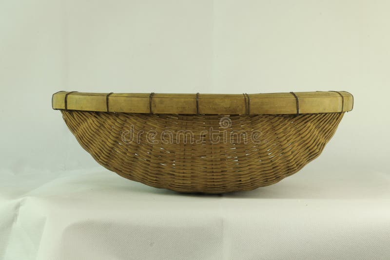 Side View of Woven Bamboo Basket Isolated on White Background Stock ...