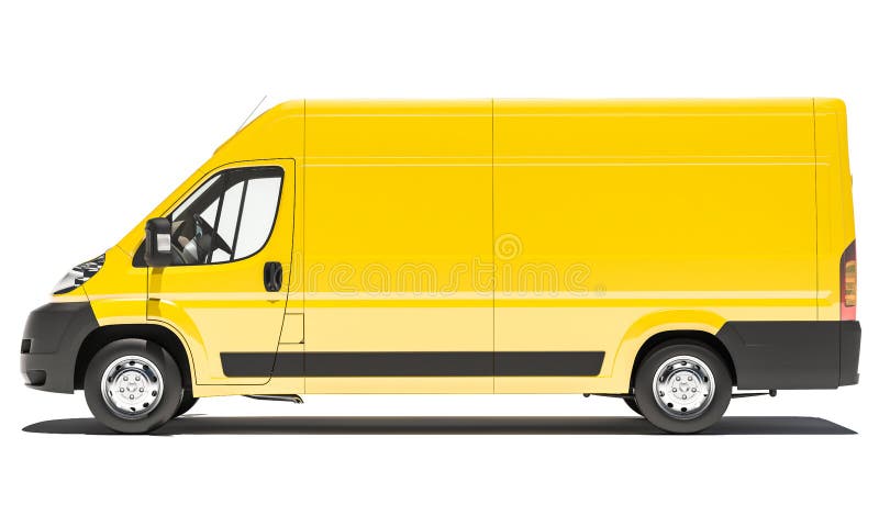Top View of a Yellow Mini Van Moving on the Road with a White Delivery ...