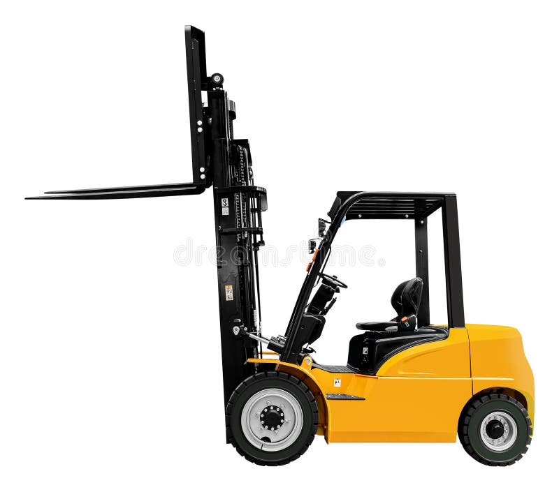 Side View Yellow Electric Forklift Isolated White Background Clipping ...