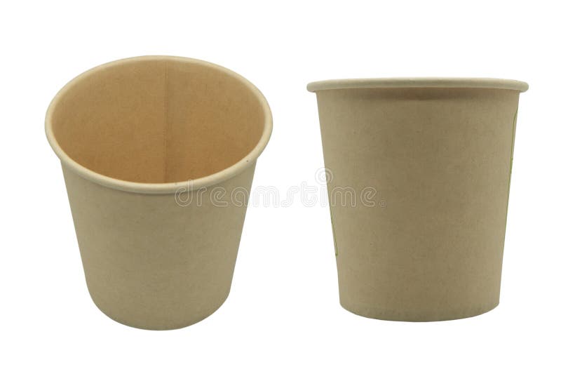 Side View Yellow Empty Disposable Paper Fast Food Cup Isolated on White ...