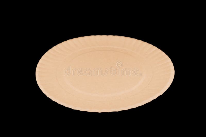 Side View Yellow Empty Disposable Paper Fast Food Plate Isolated on ...