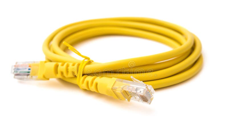 Yellow RJ45 Computer Network Connecting Cable with Clipping Path Stock ...