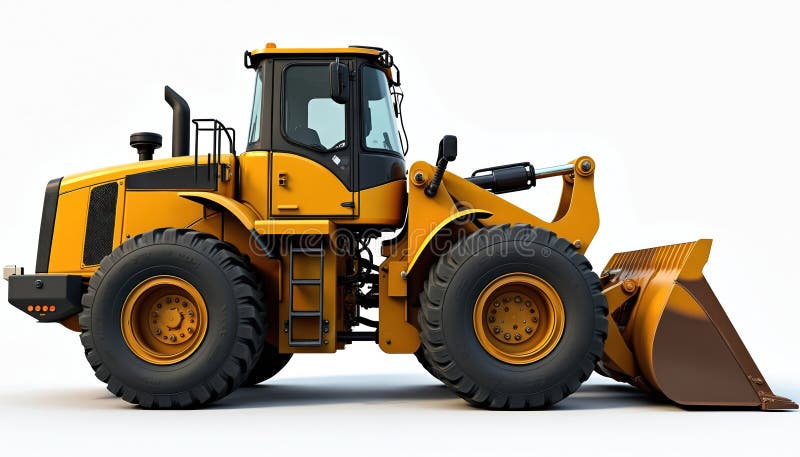 Side View of Yellow Wheel Loader Isolated on White Background. Heavy ...