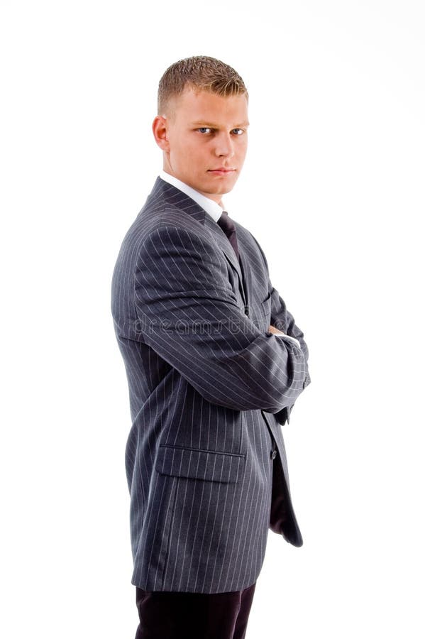 Side View of Young Boss with Crossed Arms Stock Image - Image of ...