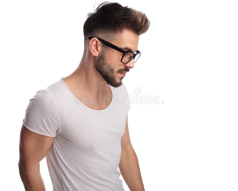 Side View of a Young Casual Man Wearing Glasses Stock Image - Image of ... Side View of a Young Casual Man Wearing Glasses Stock Image - Image of ...