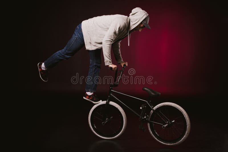 Bmx Cyclist Performing Stunt Stock Image - Image of male, european ...