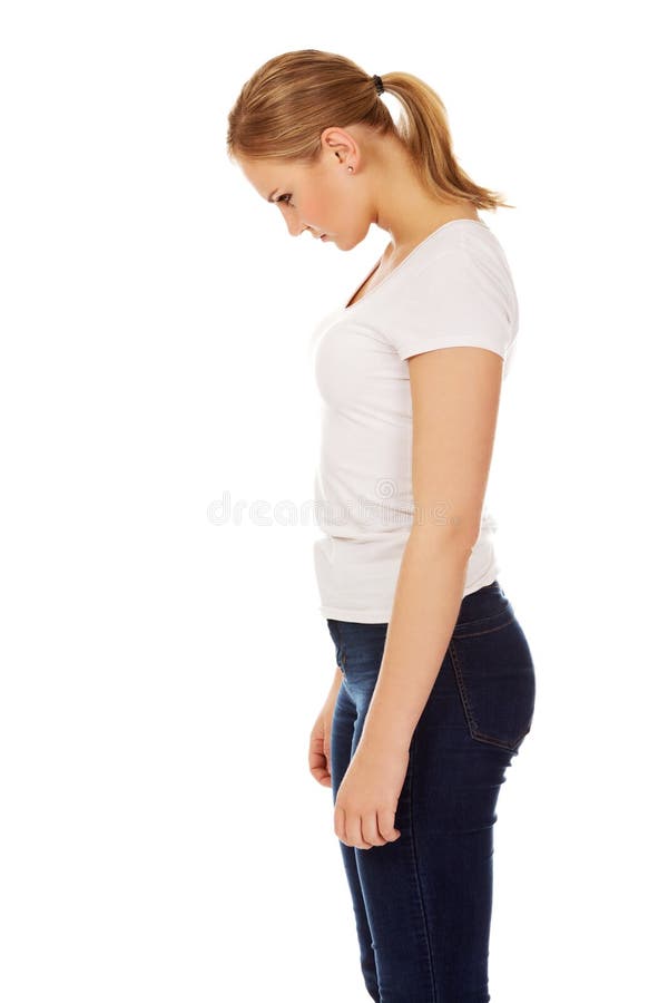 Side View of Young Sad Woman Stock Photo - Image of shock, person: 64526128