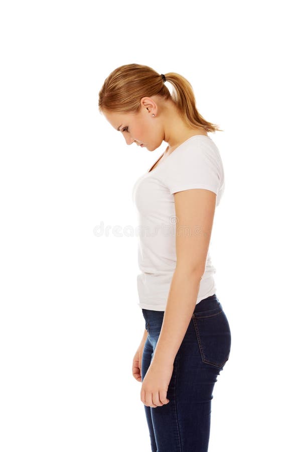Side View of Young Sad Woman Stock Photo - Image of distraught ...