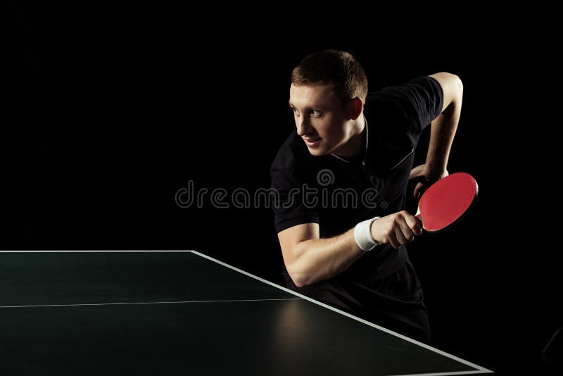 Side View of Young Tennis Player Practicing in Table Tennis Stock Image ...
