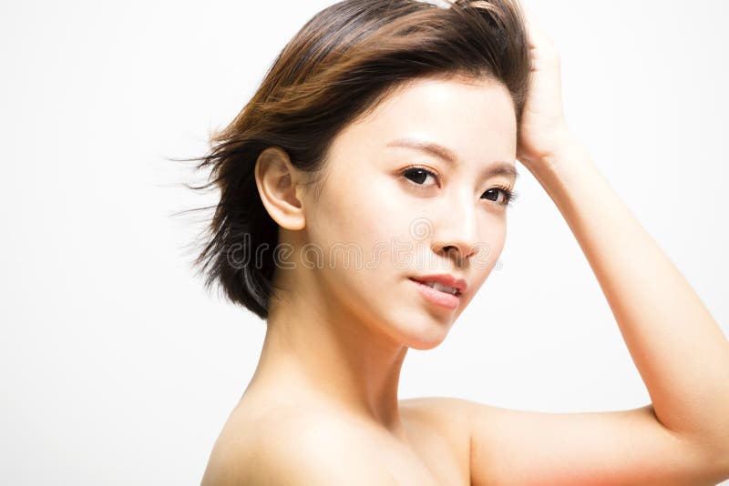 Side View of Young Woman with Hair Motion Stock Image - Image of asian ...