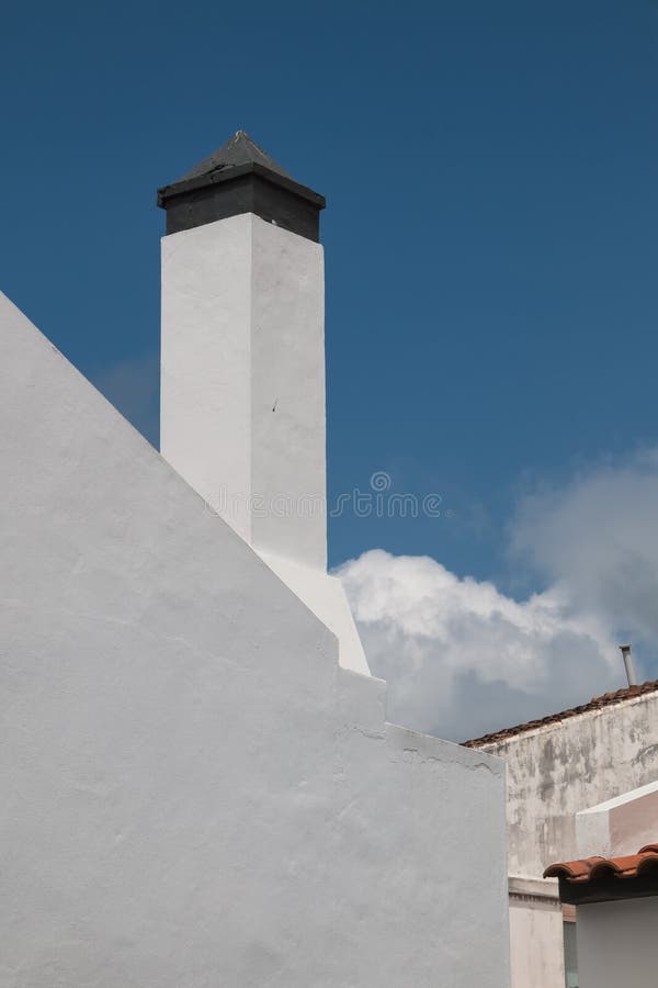 Side of a White House with a Chimney Stock Photo - Image of outdoor ...
