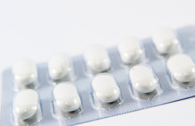 Side of White Tablet in Transparent Blister Pack Stock Image - Image of ...