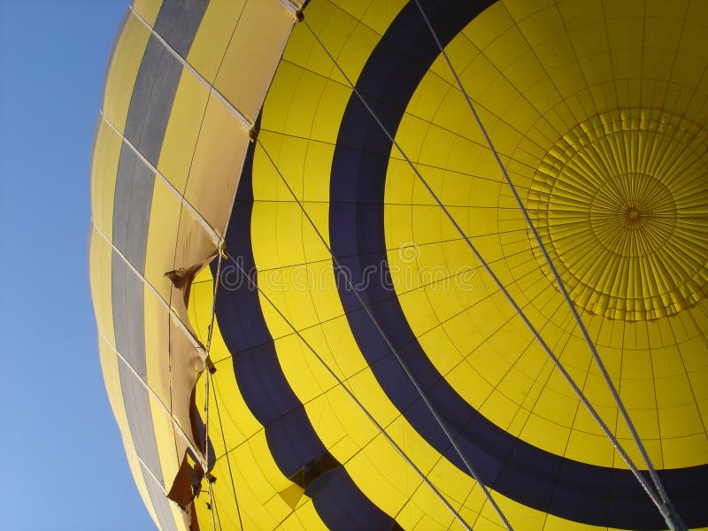 Side of Yellow Hot Air Balloon with Blue Sky Stock Photo - Image of ...