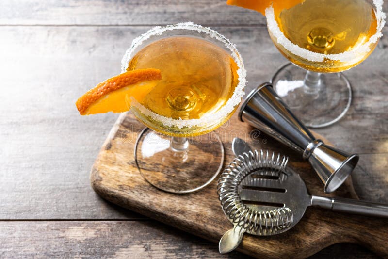Sidecar Cocktail with a Sugar Rim Stock Photo - Image of wooden, drink ...