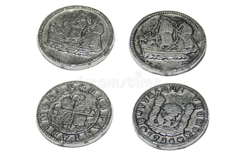 2 sides of 2 old coins stock photo. Image of business - 84721356