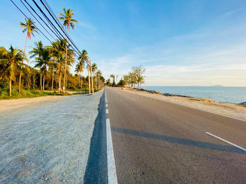 Sideview of a Highway Near a Beach in Malaysia Stock Image - Image of ...