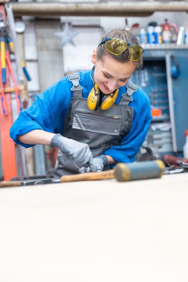 Metalworker Marking Measurements on Metal Stock Image - Image of metal ...