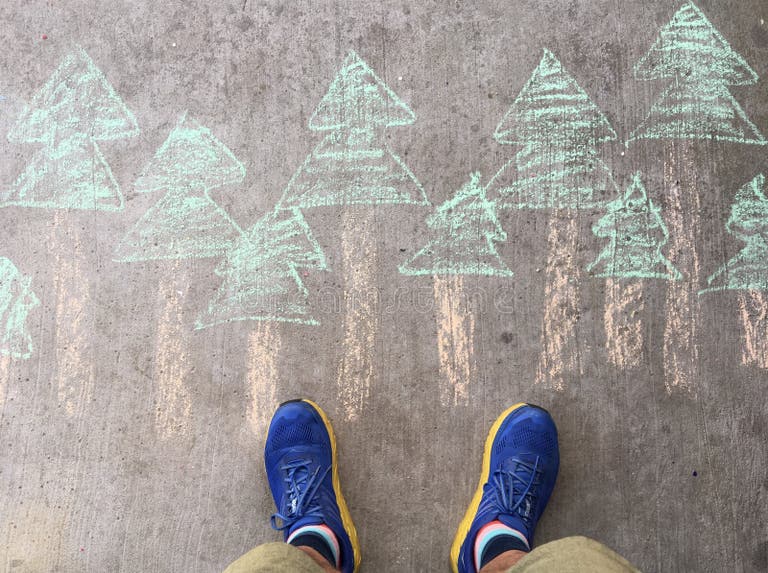 Sidewalk chalk forest art stock image. Image of chalk - 180659281