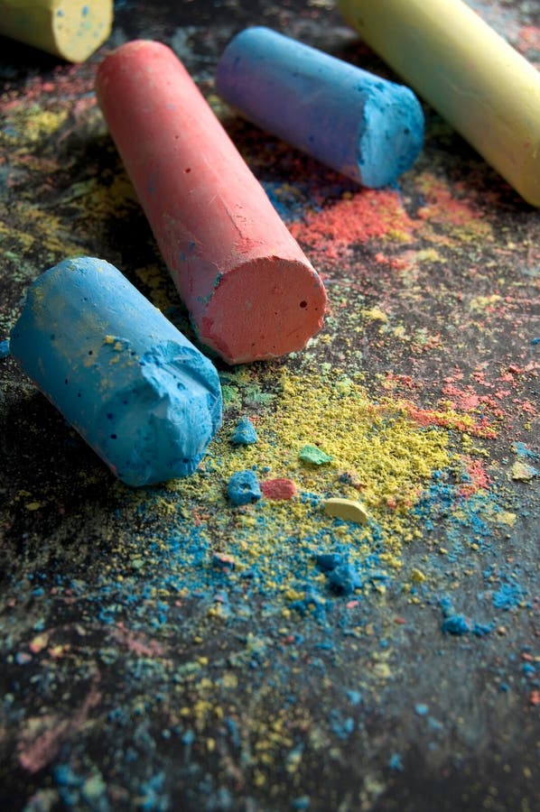 Sidewalk Chalk and Powder on Black Backgound Stock Image - Image of ...