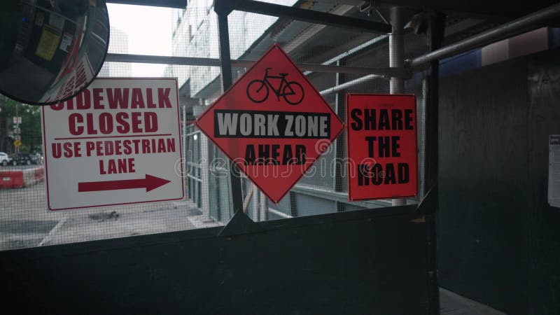 Sidewalk Closed Work Zone Ahead and Share the Road Construction Signs ...