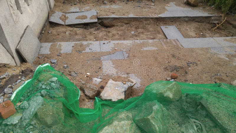 Sidewalk construction stock photo. Image of sidewalk - 158749612