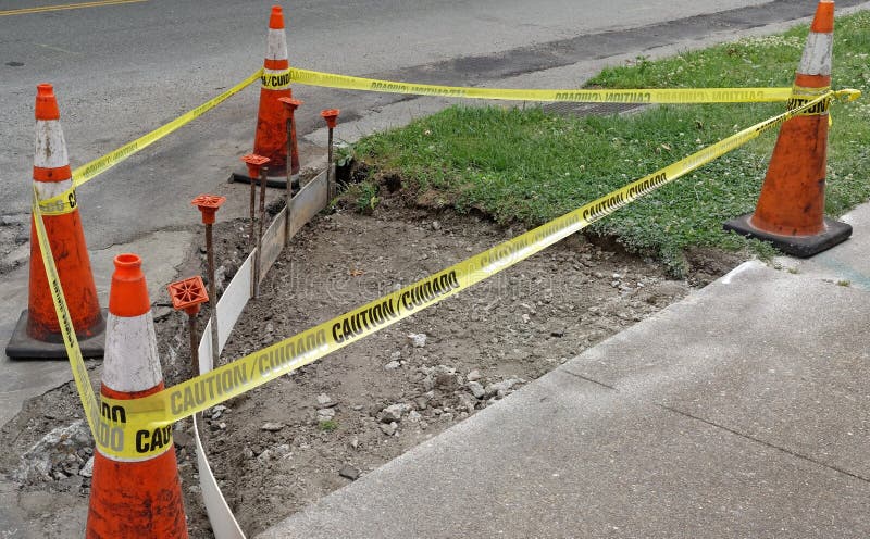 Sidewalk Corner Handicapped Construction Frame Stock Photo - Image of ...