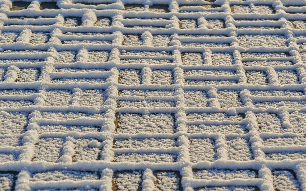 Sidewalk Covered with Fluffy Snow. Stock Image - Image of paving, white ...