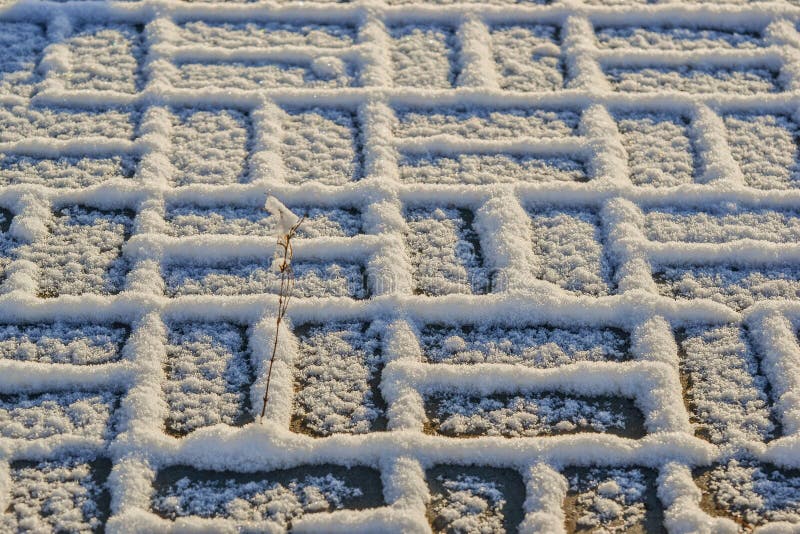 Sidewalk Covered with Fluffy Snow. Stock Photo - Image of sparkling ...