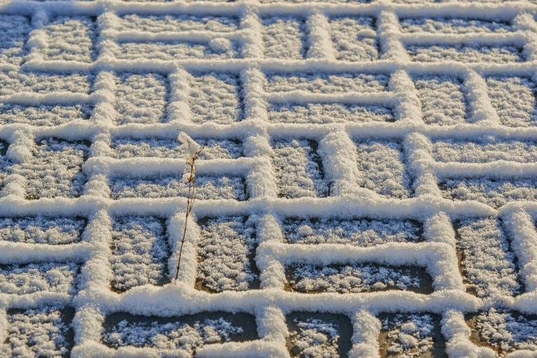 Sidewalk Covered with Fluffy Snow. Stock Photo - Image of sparkling ...