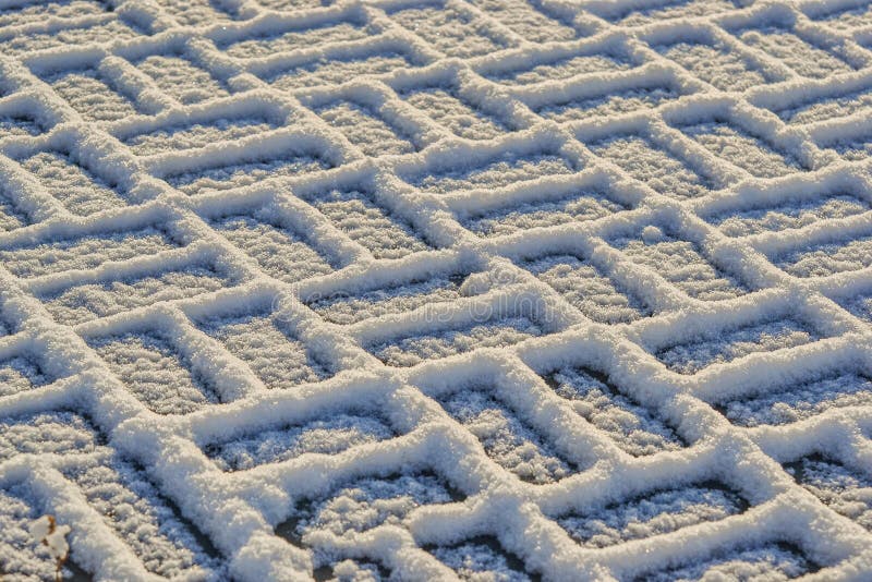 Sidewalk Covered with Fluffy Snow. Stock Photo - Image of texture ...