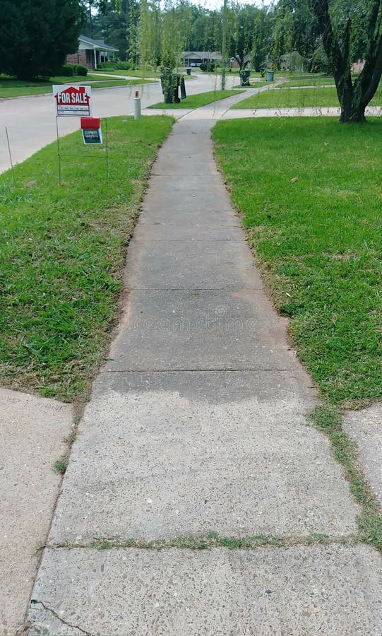 Sidewalk Green Grass Walk Along Stock Photo - Image of green, walk ...