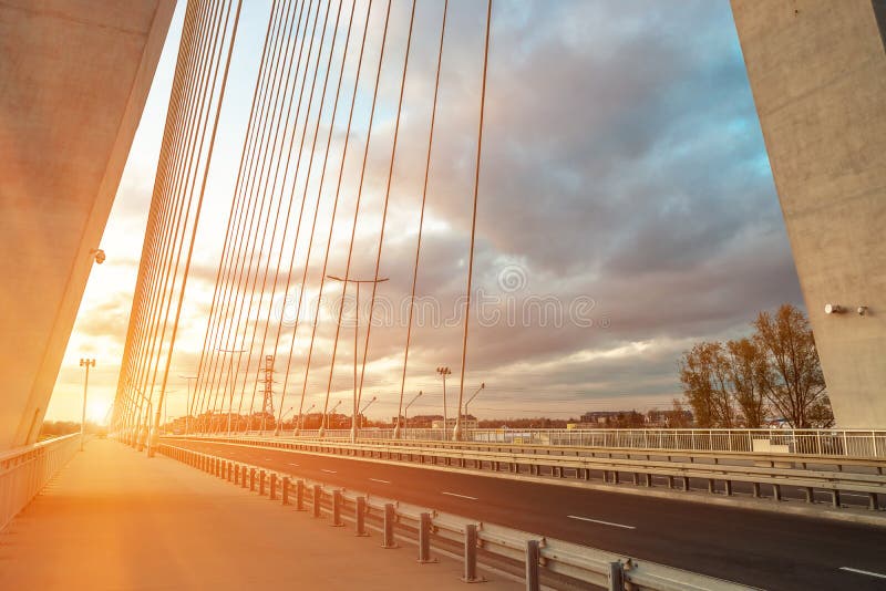Sidewalk and Highway Going through Bridge Stock Photo - Image of bridge ...