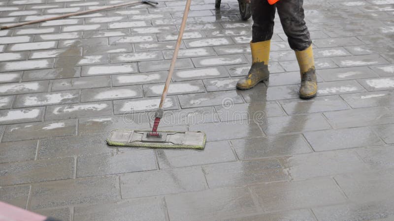 Sidewalk Pavement Construction Works in Istanbul . Stock Video - Video ...
