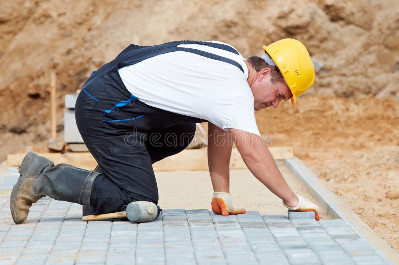 Sidewalk Pavement Construction Works Stock Photo - Image of mason ...