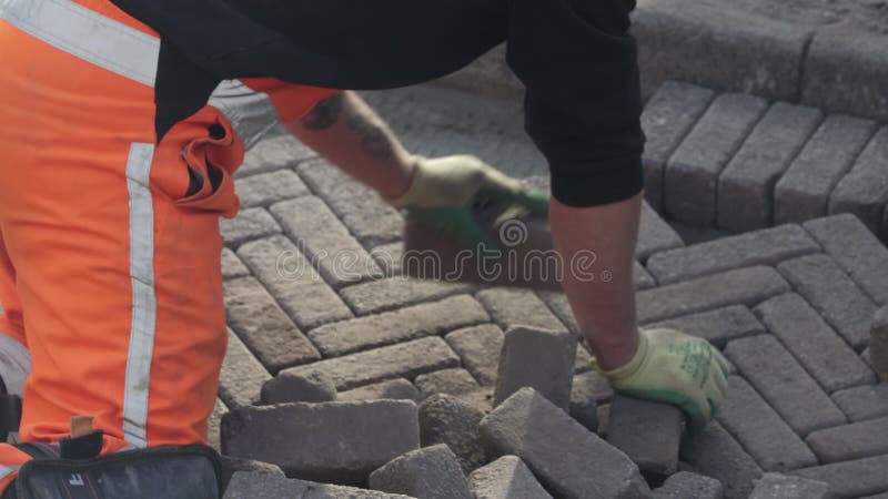 Sidewalk Pavement Construction Works Stock Video - Video of reparation ...