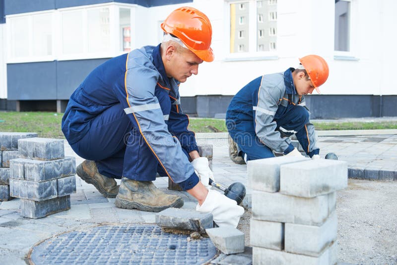 Sidewalk Pedestrian Pavement Construction Works Stock Image - Image of ...