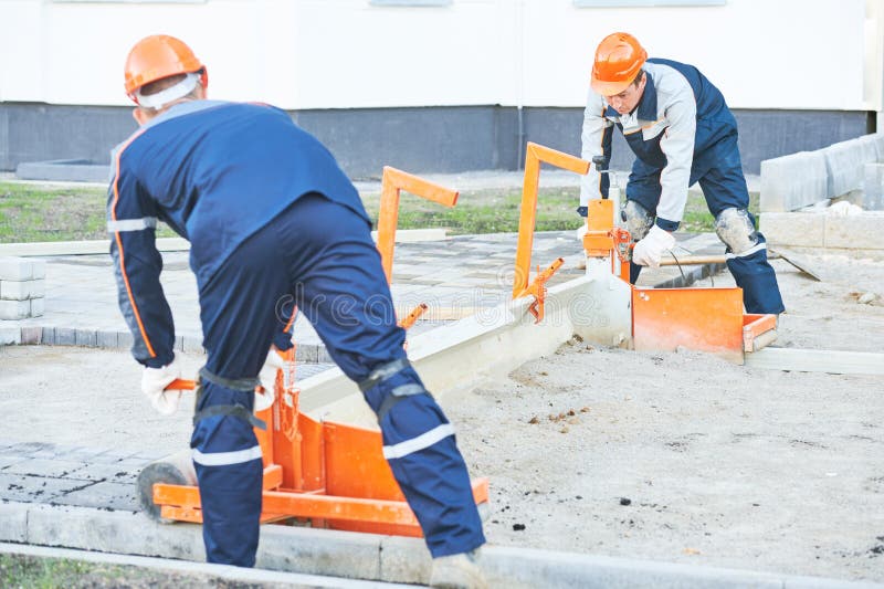 Sidewalk Pedestrian Pavement Construction Works Stock Image - Image of ...