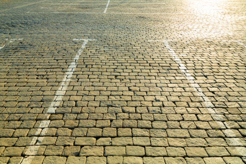 Sidewalk Pedestrian Square Paved with Cobblestone Texture. Stock Photo ...