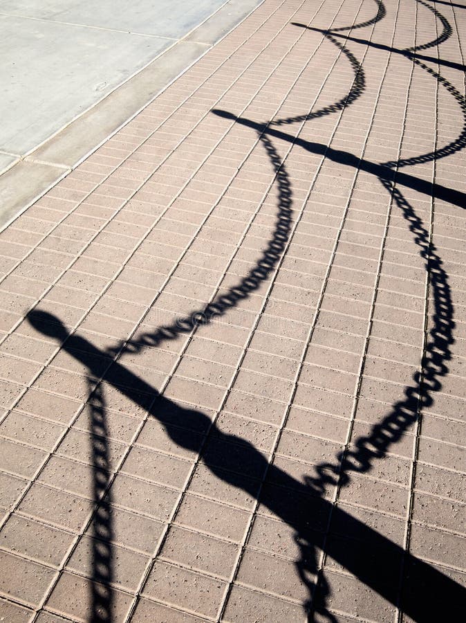 Sidewalk Shadow, Chain Barrier Stock Photo - Image of alley, formed ...