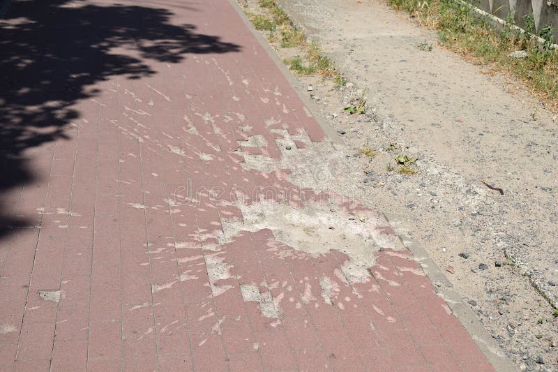 Sidewalk with Traces of a Mine Explosion Stock Photo - Image of ...