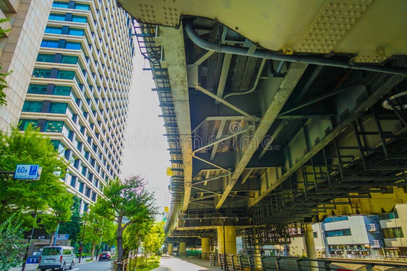 Sidewalk Under Elevated Track Stock Image - Image of cityscape ...